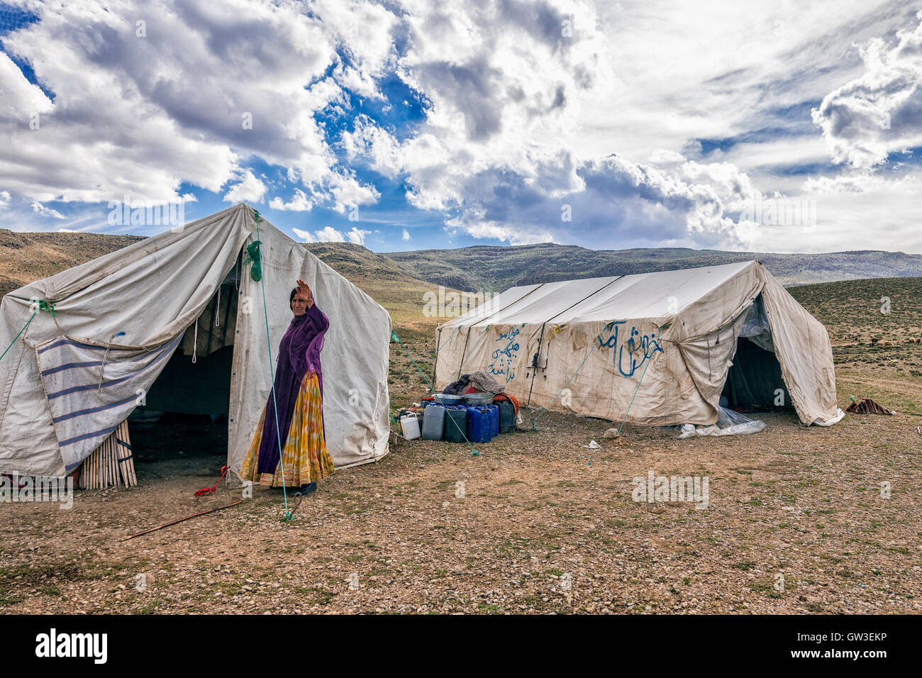 Khoram Gol outside her family's tent. The Basseri are a nomadic ...