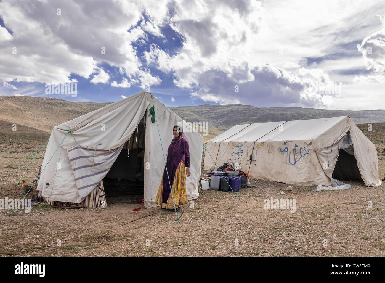 Khoram Gol outside her family's tent. The Basseri are a nomadic ...