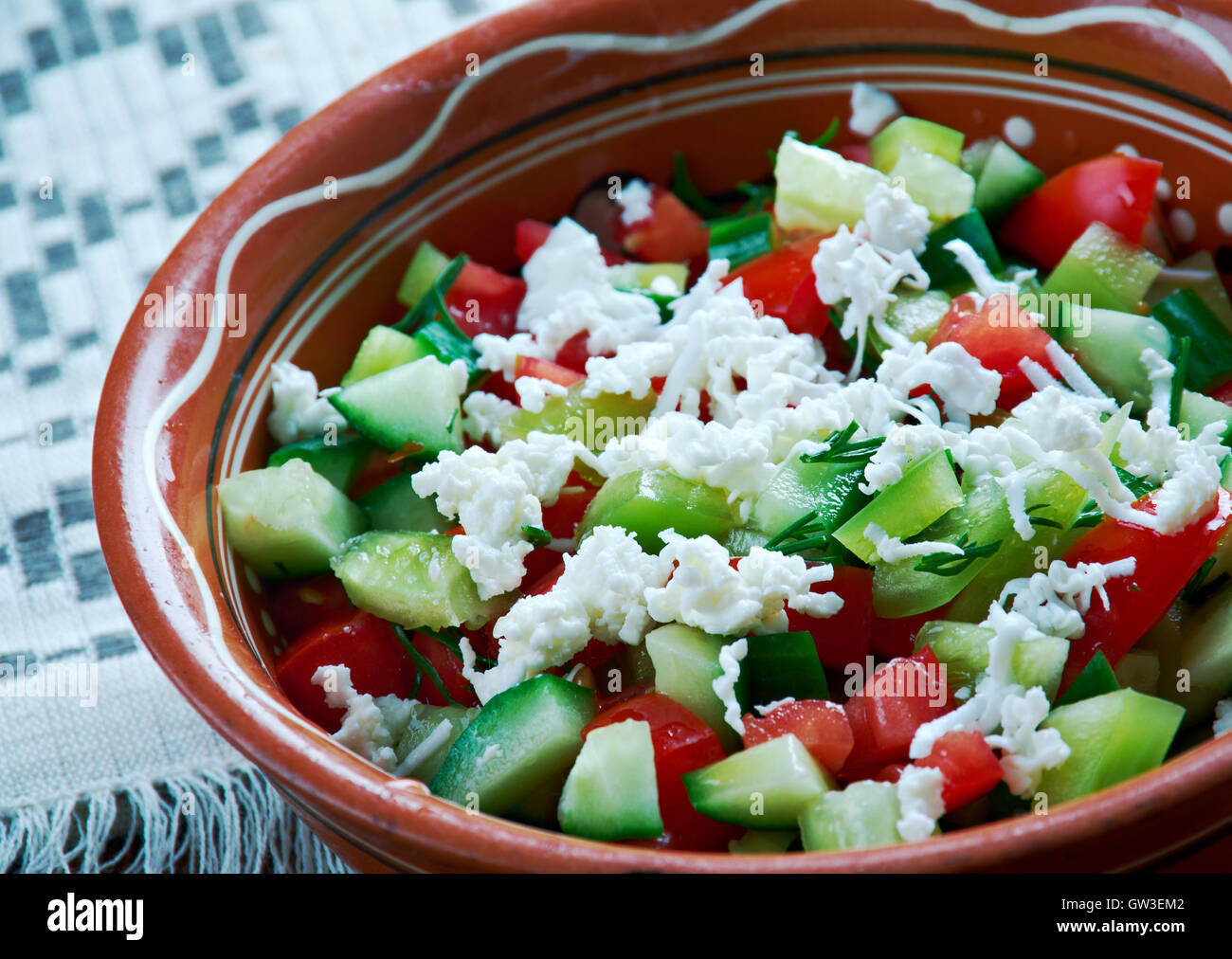 Serbian Salad - vegetable salad made from diced fresh tomatoes ...