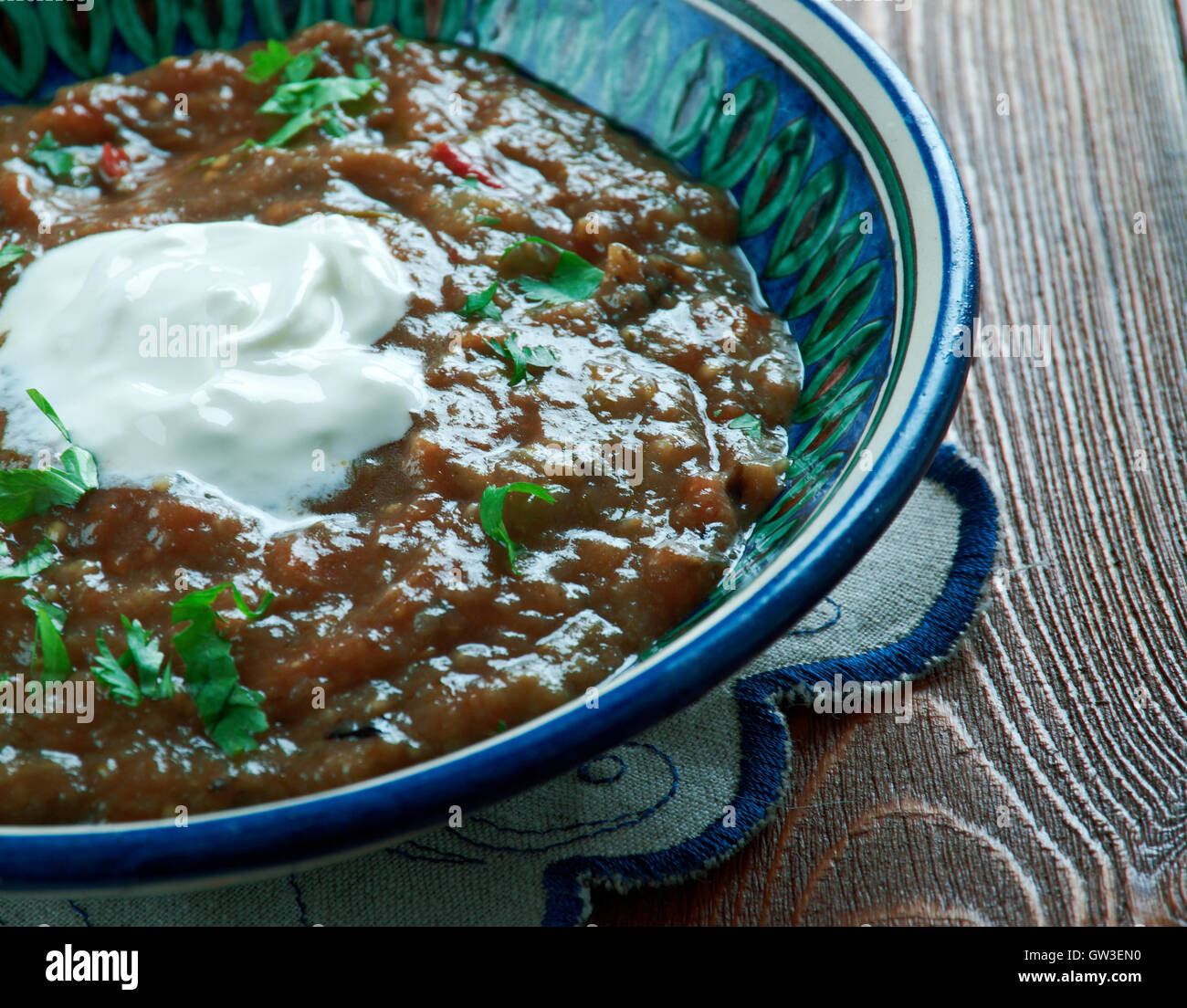 Mirza ghasemi Northern Iranian appetizer or main based on tandoori or ...