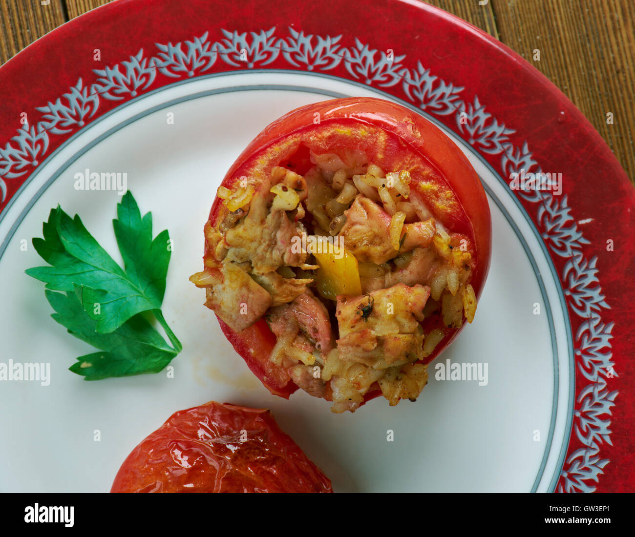 Yalanchi - tomato stuffed with meat and rice. Middle East cuisine Stock ...