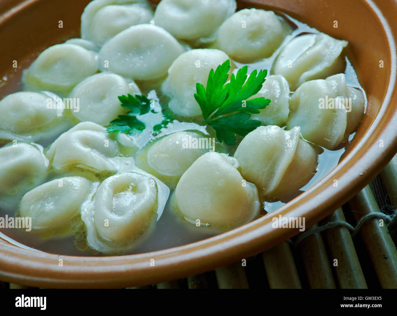 Dushbara - traditional Azerbaijani dish of dumplings Stock Photo - Alamy