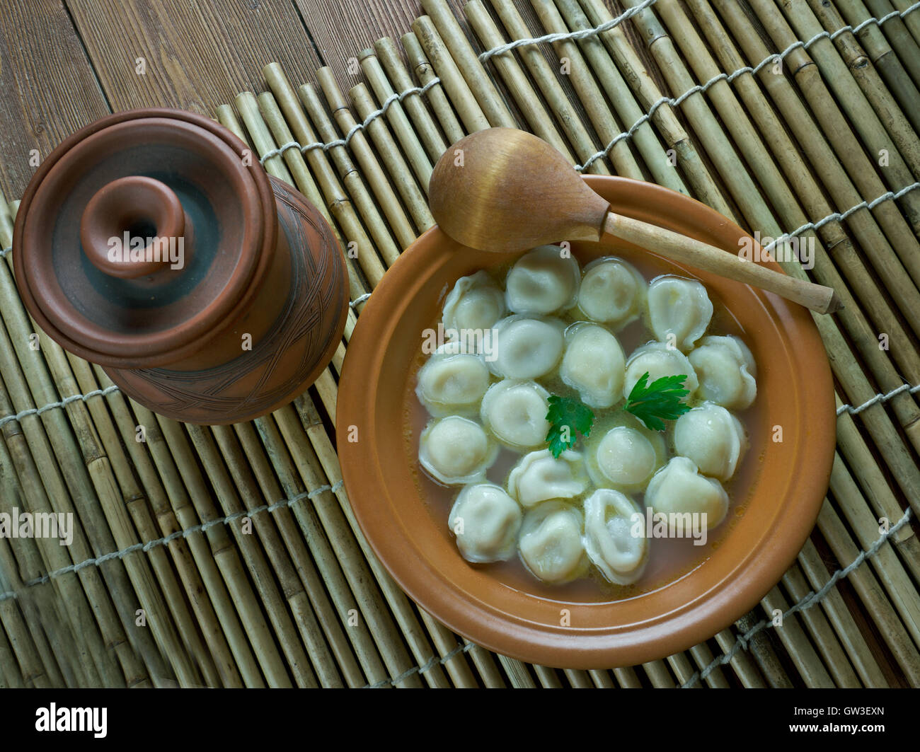 Dushbara - traditional Azerbaijani dish of dumplings Stock Photo - Alamy