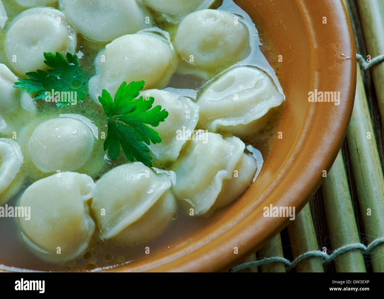 Dushbara - traditional Azerbaijani dish of dumplings Stock Photo - Alamy