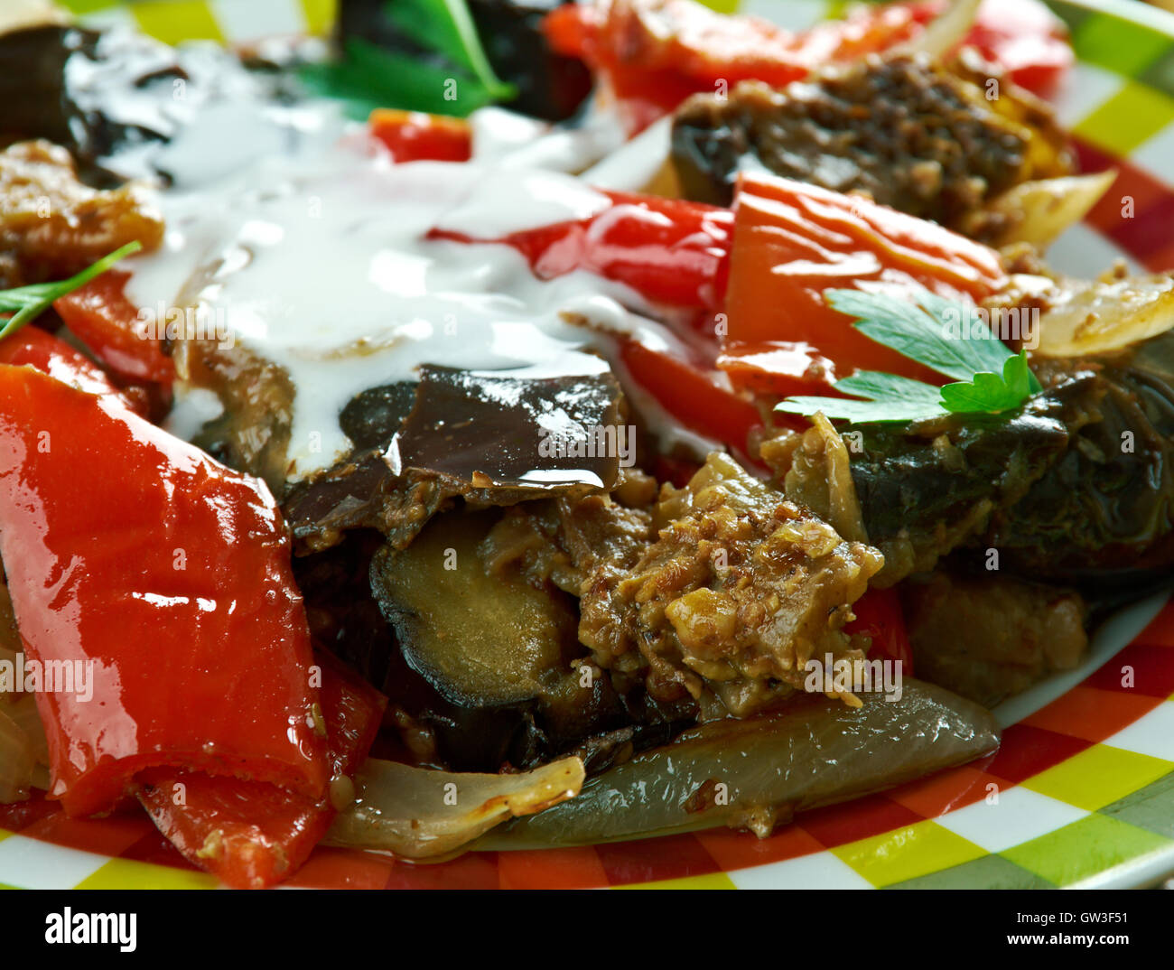 Afghan Spicy Braised Eggplant dish - Burani Bonjon Stock Photo - Alamy
