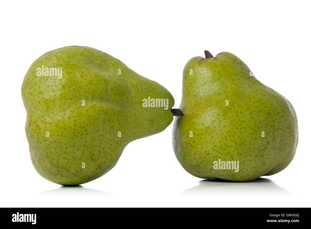 Two green sweet pears Cut Out Stock Images & Pictures - Alamy