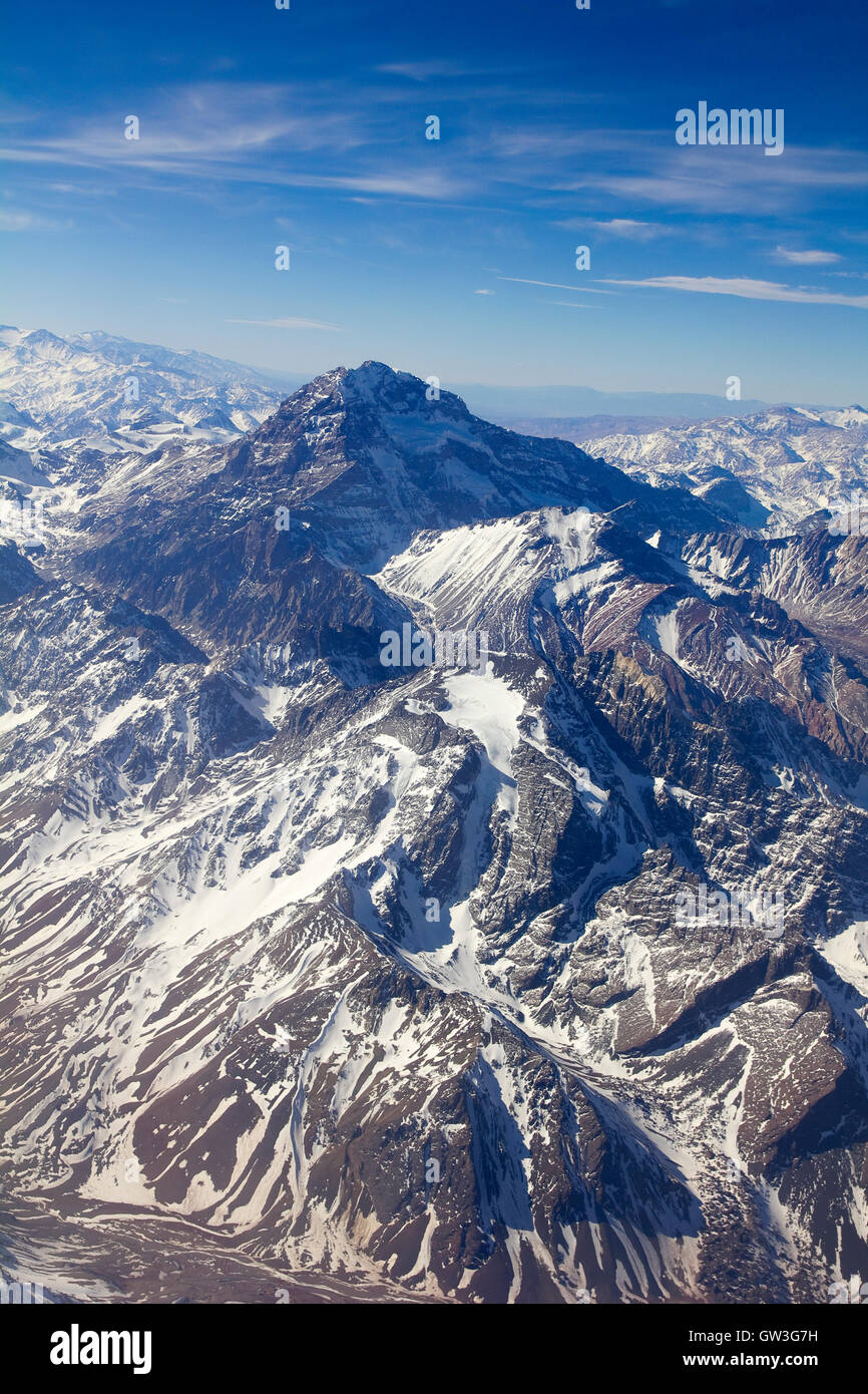 Mount Aconcagua in Mendoza, Andes Mountain Range, border between ...