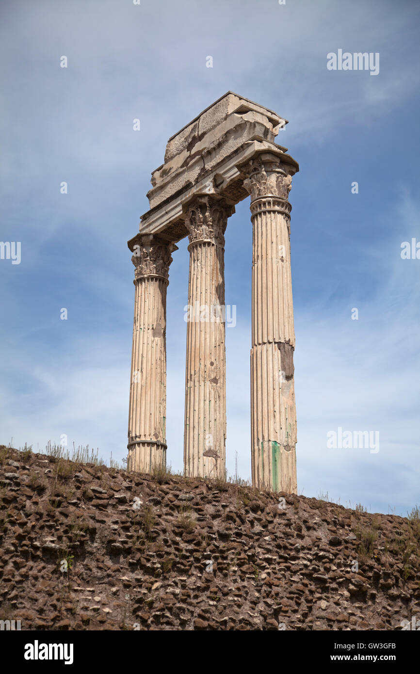 The three remaining columns of the temple of Castor and Pollux in the ...