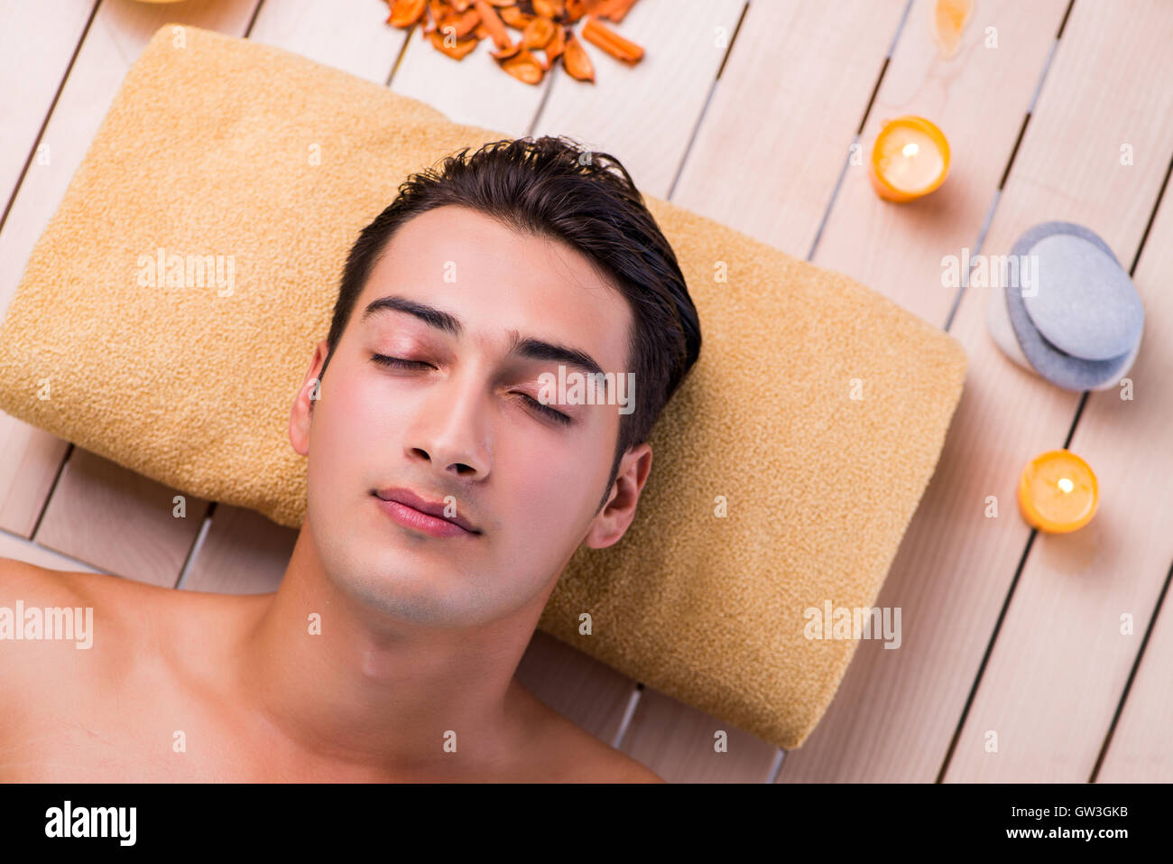 Handsome man during spa session Stock Photo - Alamy
