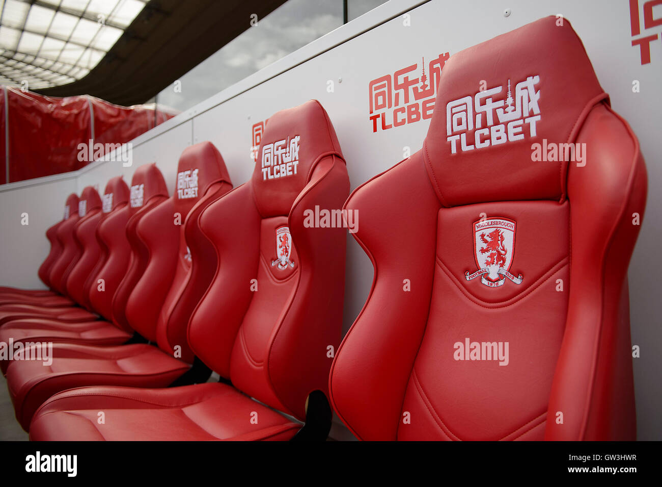 A general view of seats on the bench before the Premier League match at ...