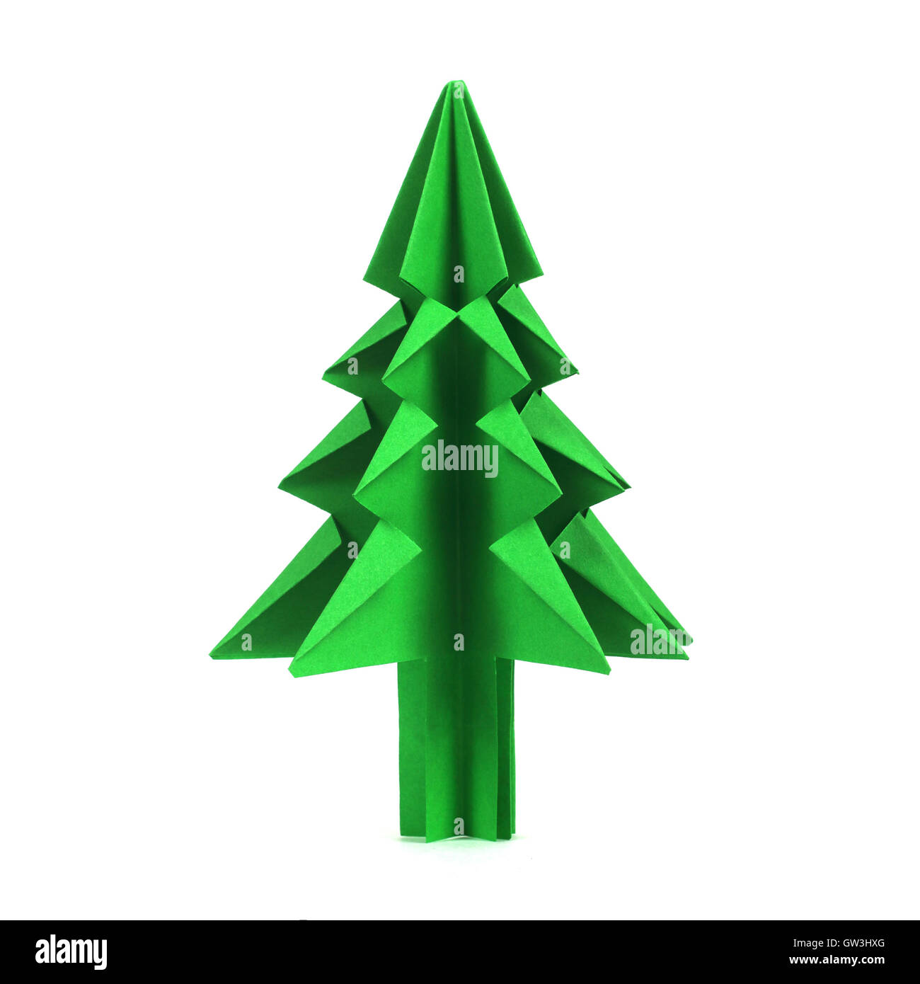 Christmas fir tree paper origami isolated on white background Stock ...