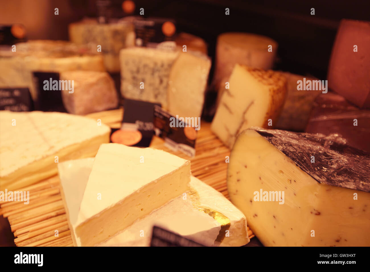 Cheese at farmers market close up Stock Photo - Alamy