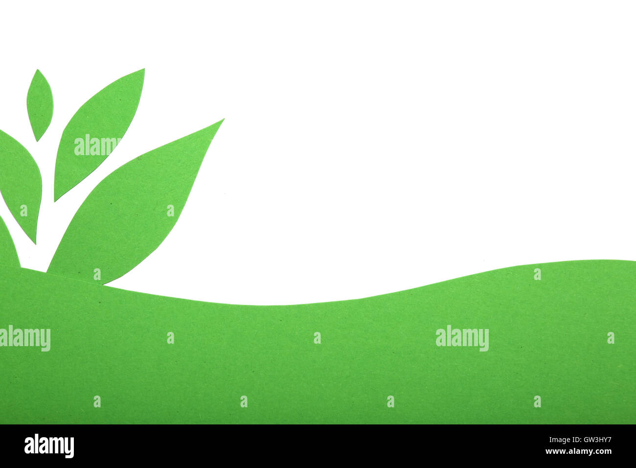 Green paper plant isolated on white background, environment concept ...