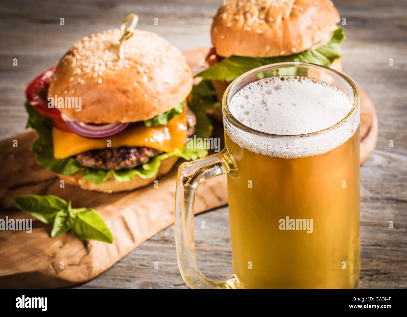 Fast food cold beer burger hi-res stock photography and images - Alamy