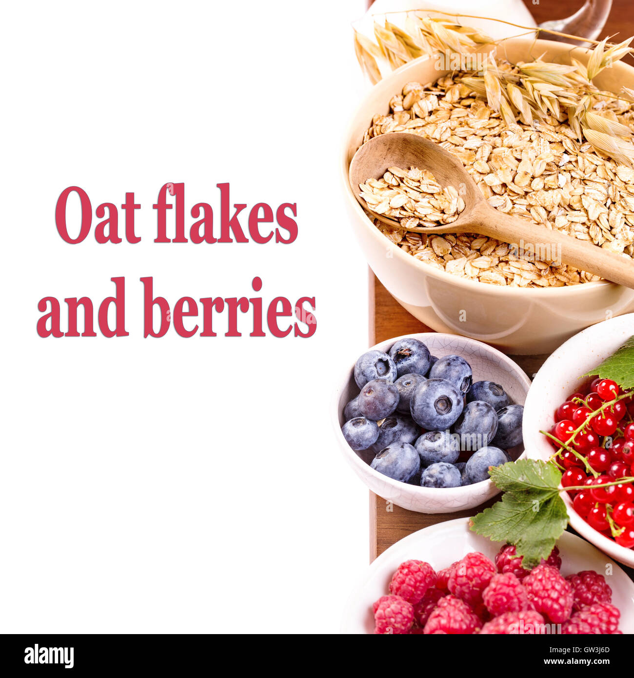 Oat flakes cereal at right side Stock Photo - Alamy