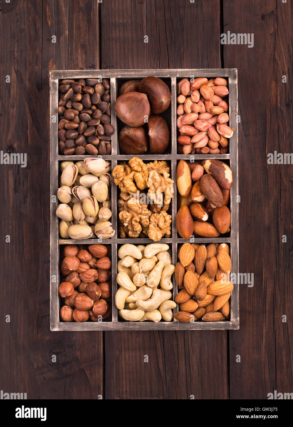 Old box of nuts Stock Photo - Alamy