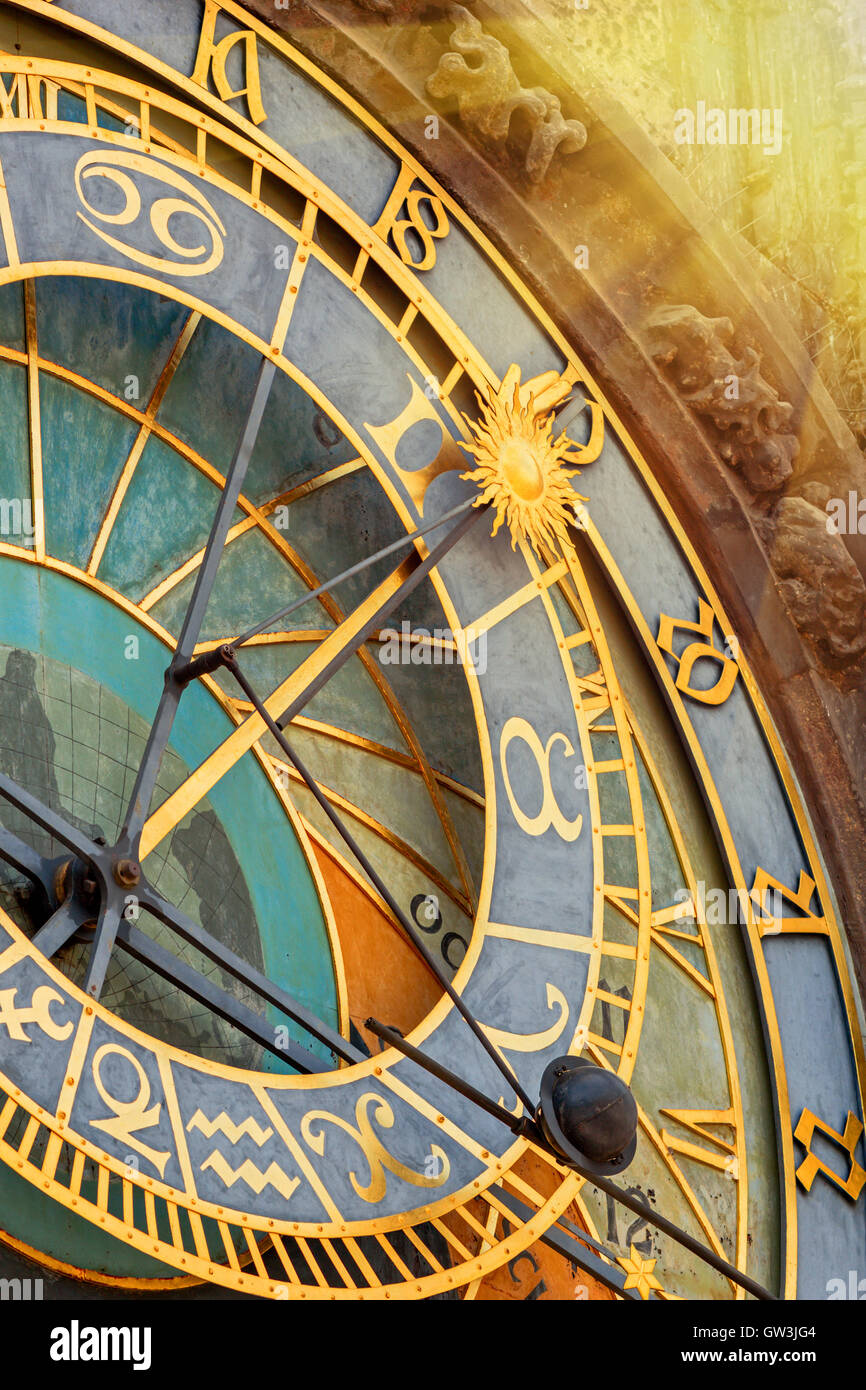 Prague Astronomical Clock closeup Stock Photo - Alamy
