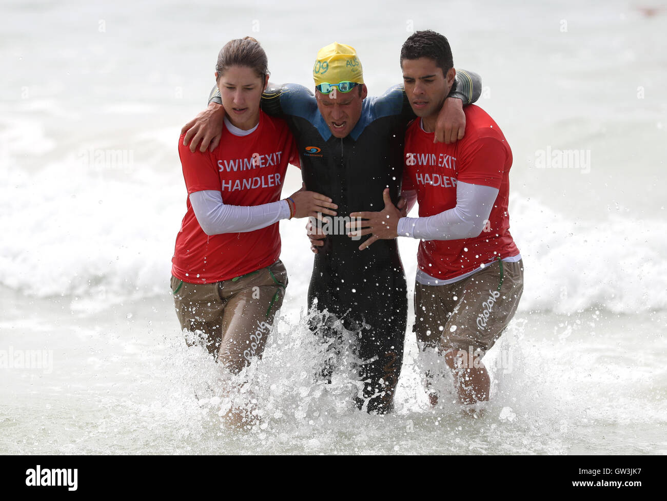 Australia's Brant Garvey exits the water section of the Men's Triathlon ...