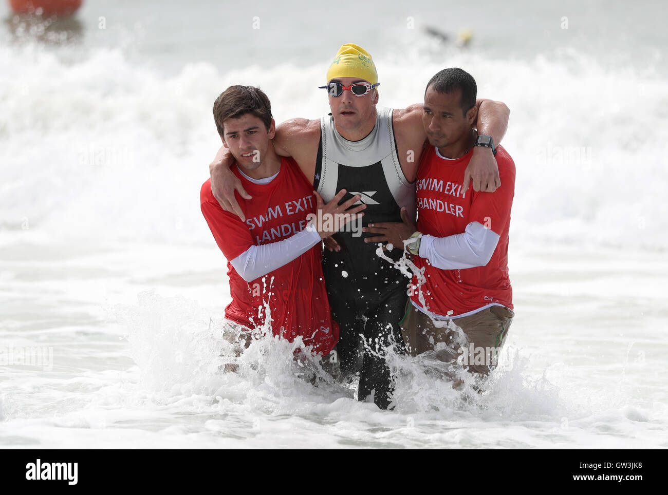 USA's Mark Barr exits the water section of the Men's Triathlon PT2 ...