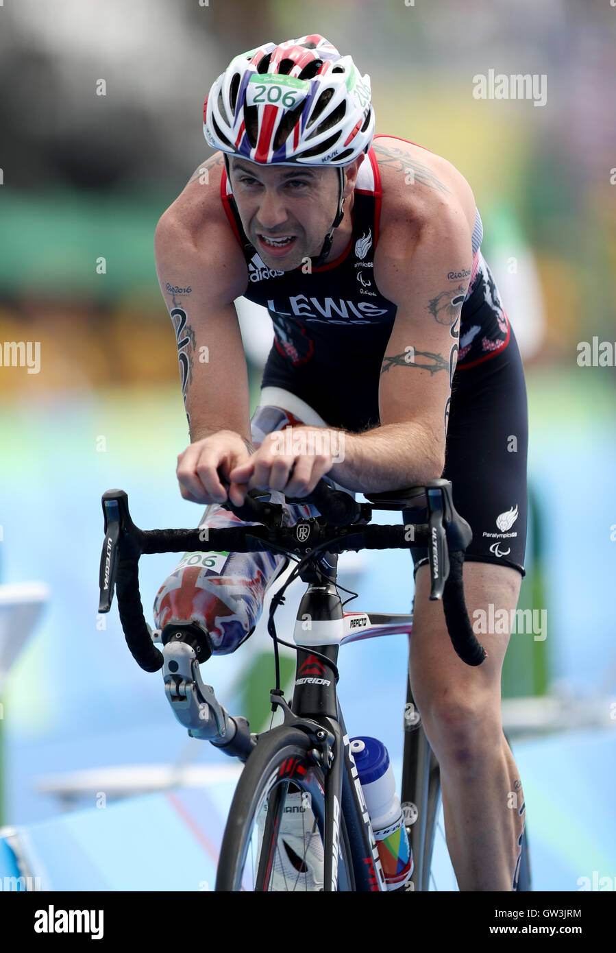 Great Britain's Andrew Lewis cycles in the Men's Triathlon PT2 during ...