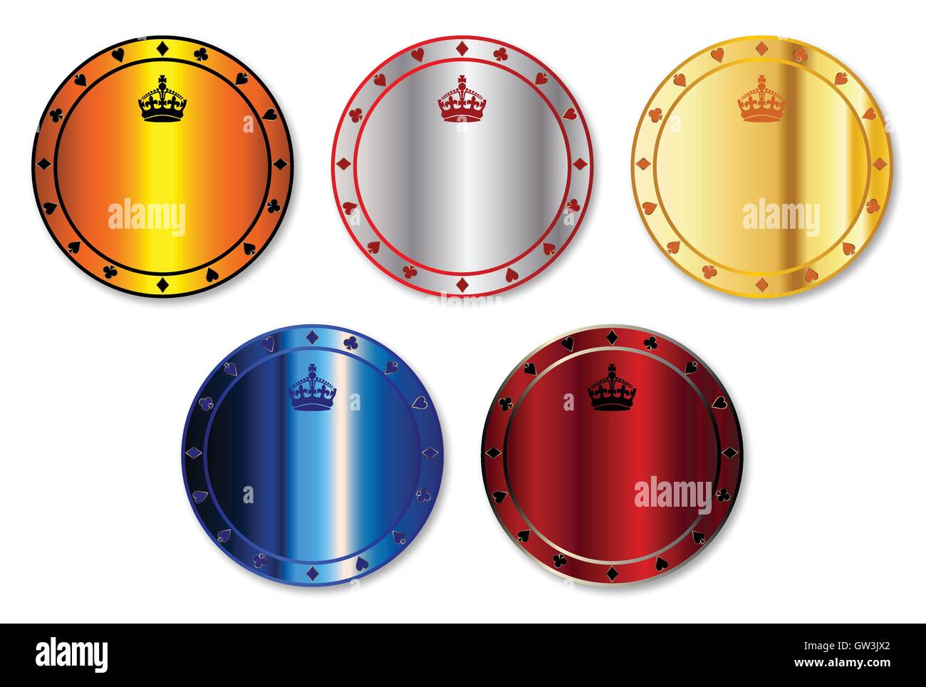 A set of blank casino chips over a white background Stock Vector Image ...