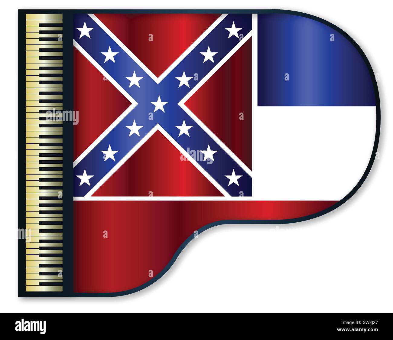 The Mississippi flag set into a traditional black grand piano Stock ...