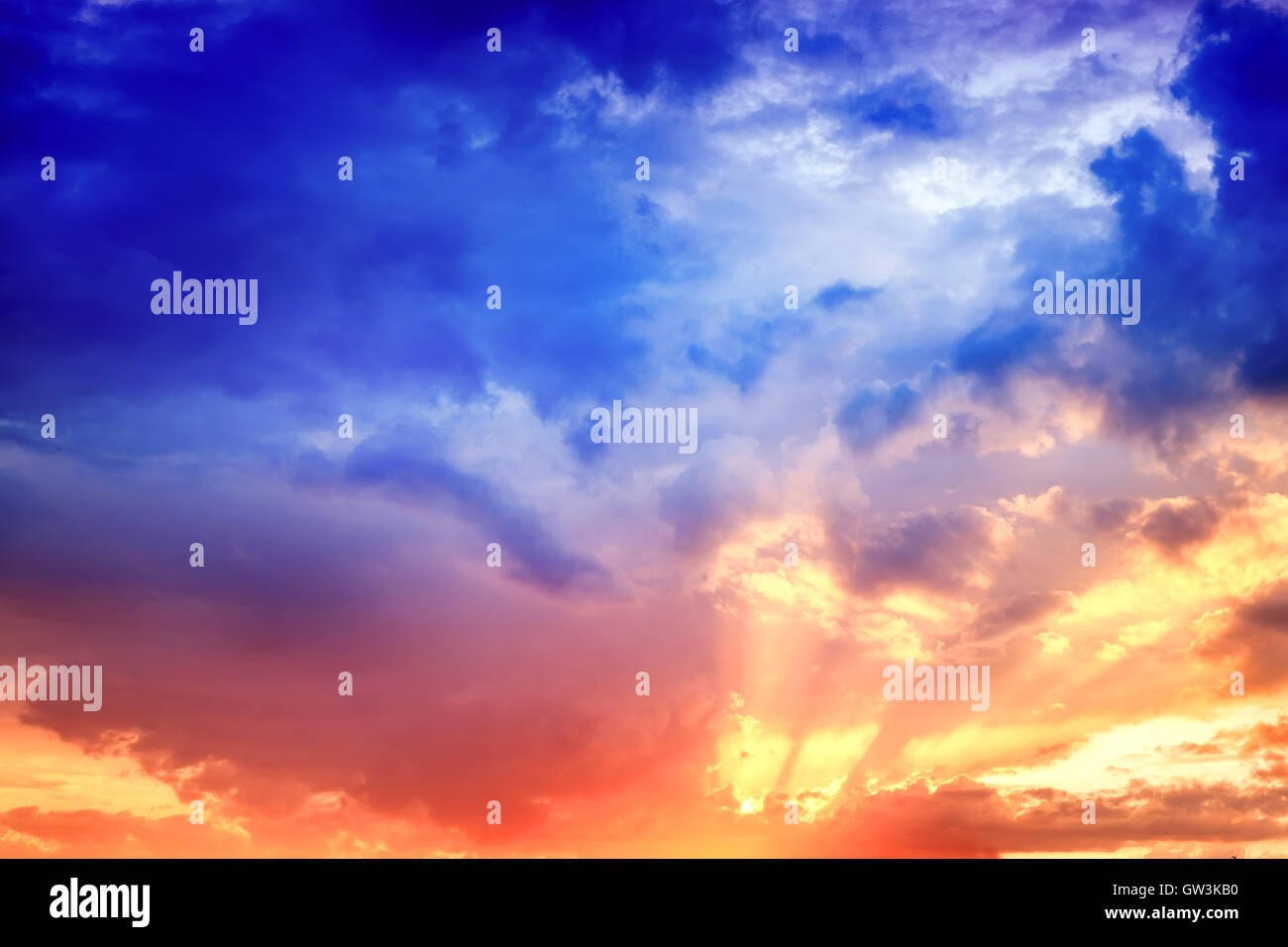 Dramatic and moody sunset with dark cloudy sky. Abstract nature ...