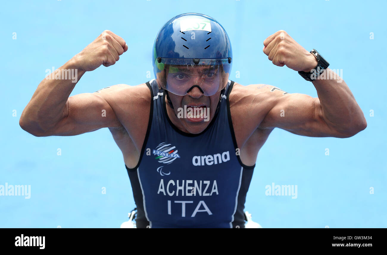 Italy's Giovanni Achenza celebrates winning the Bronze medal in the Men ...