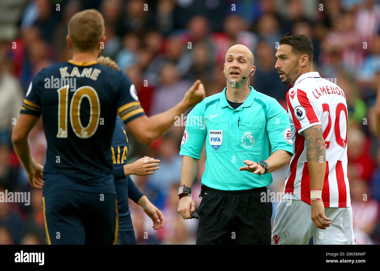 Tottenham Hotspur's Harry Kane questions a decision with referee ...