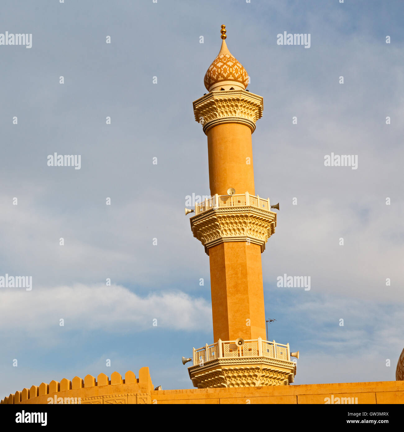 minaret and religion in clear sky in oman muscat the old mosque Stock ...