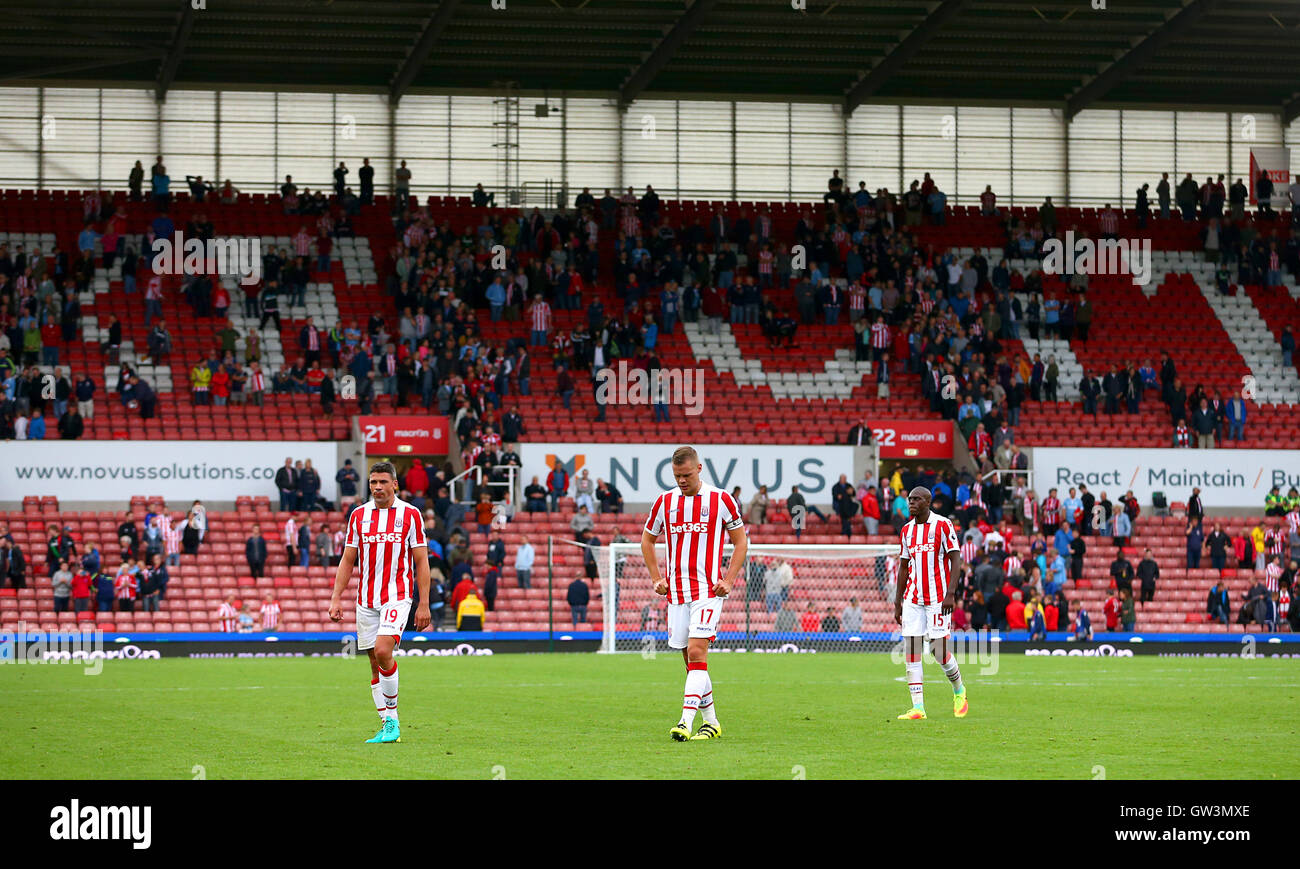 Stoke City's Ryan Shawcross and Stoke City's Jonathan Walters leave the ...