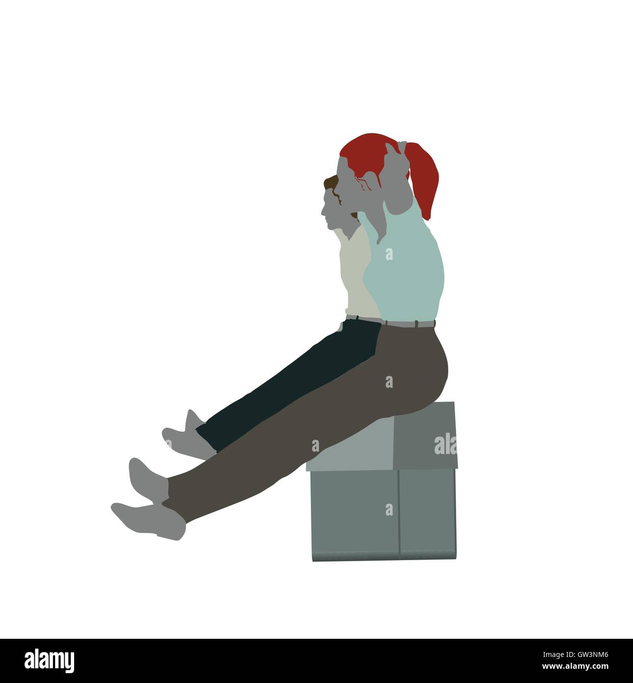 Eps 10 Vector Illustration Of Man And Woman Silhouette In Sitting On Chair Pose Stock Vector