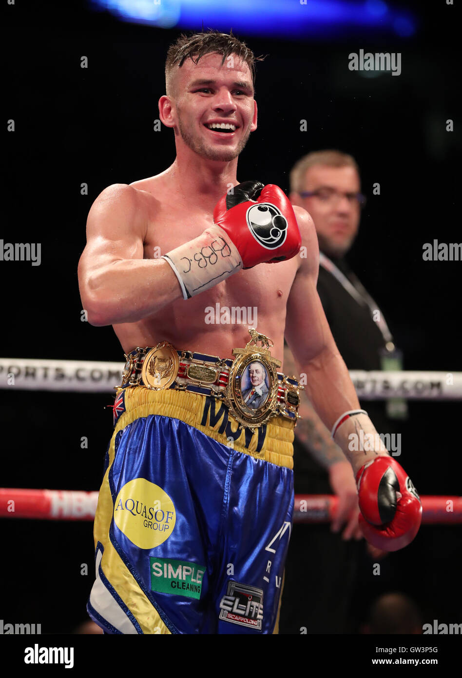 Martin Ward celebrates his victory over Andy Townend during the vacant ...