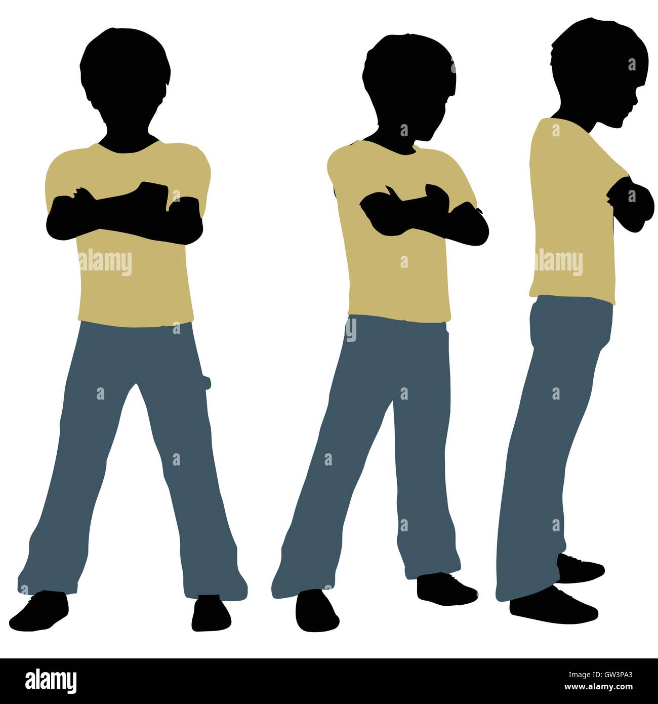 EPS 10 vector illustration of boy silhouette in Angry Talk Pose Stock ...