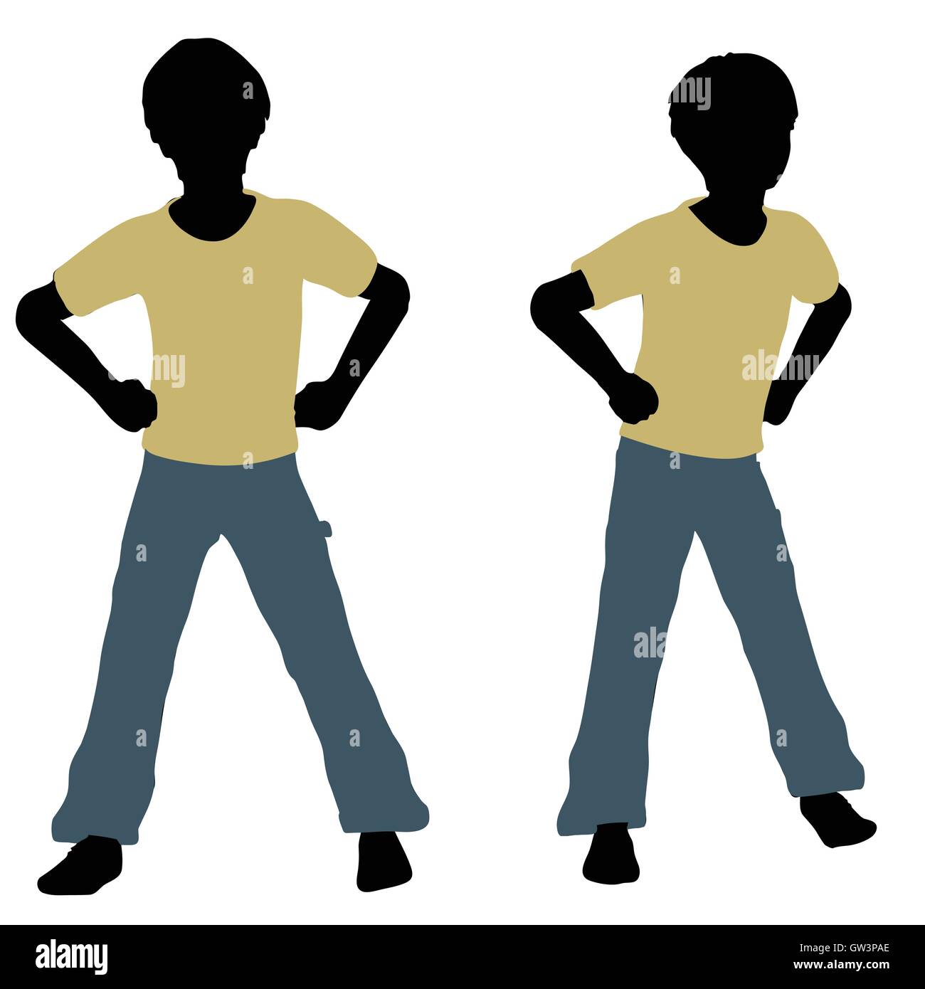 EPS 10 vector illustration of boy silhouette in Angry Talk Pose Stock ...