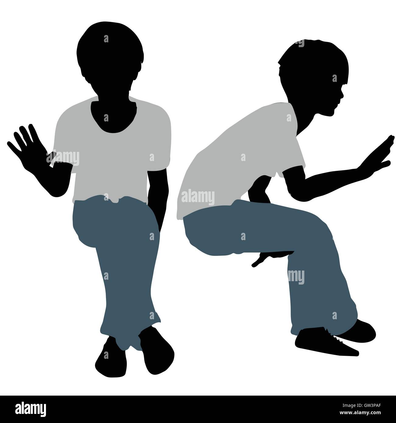 EPS 10 vector illustration of boy silhouette in Happy Talk Pose Stock ...