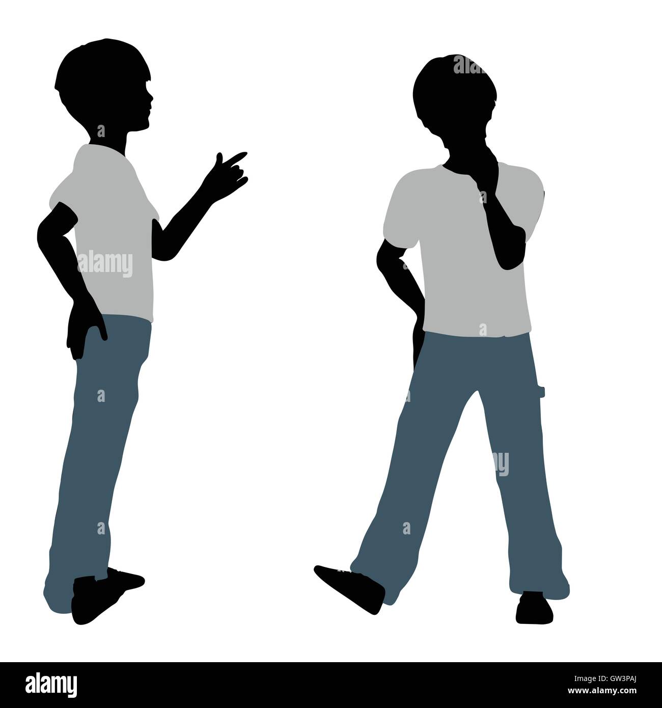 EPS 10 vector illustration of boy silhouette in Happy Talk Pose Stock ...