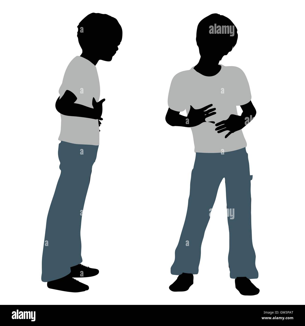 EPS 10 vector illustration of boy silhouette in Happy Talk Pose Stock ...
