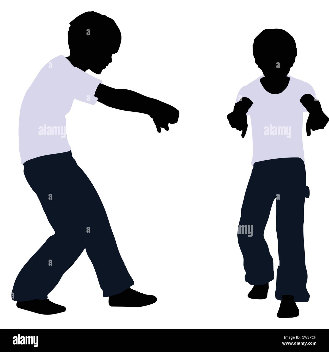 EPS 10 vector illustration of boy silhouette in Pulling Pose Stock ...