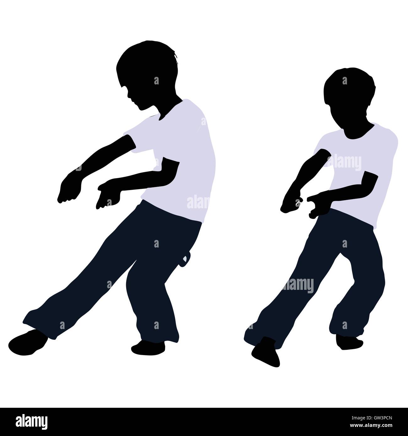 EPS 10 vector illustration of boy silhouette in Pulling Pose Stock ...
