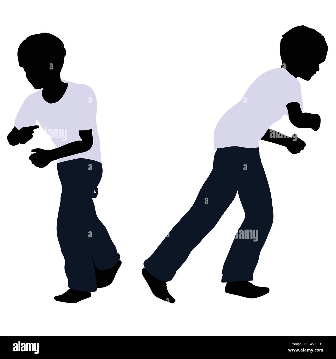 EPS 10 vector illustration of boy silhouette in Pulling Pose Stock ...