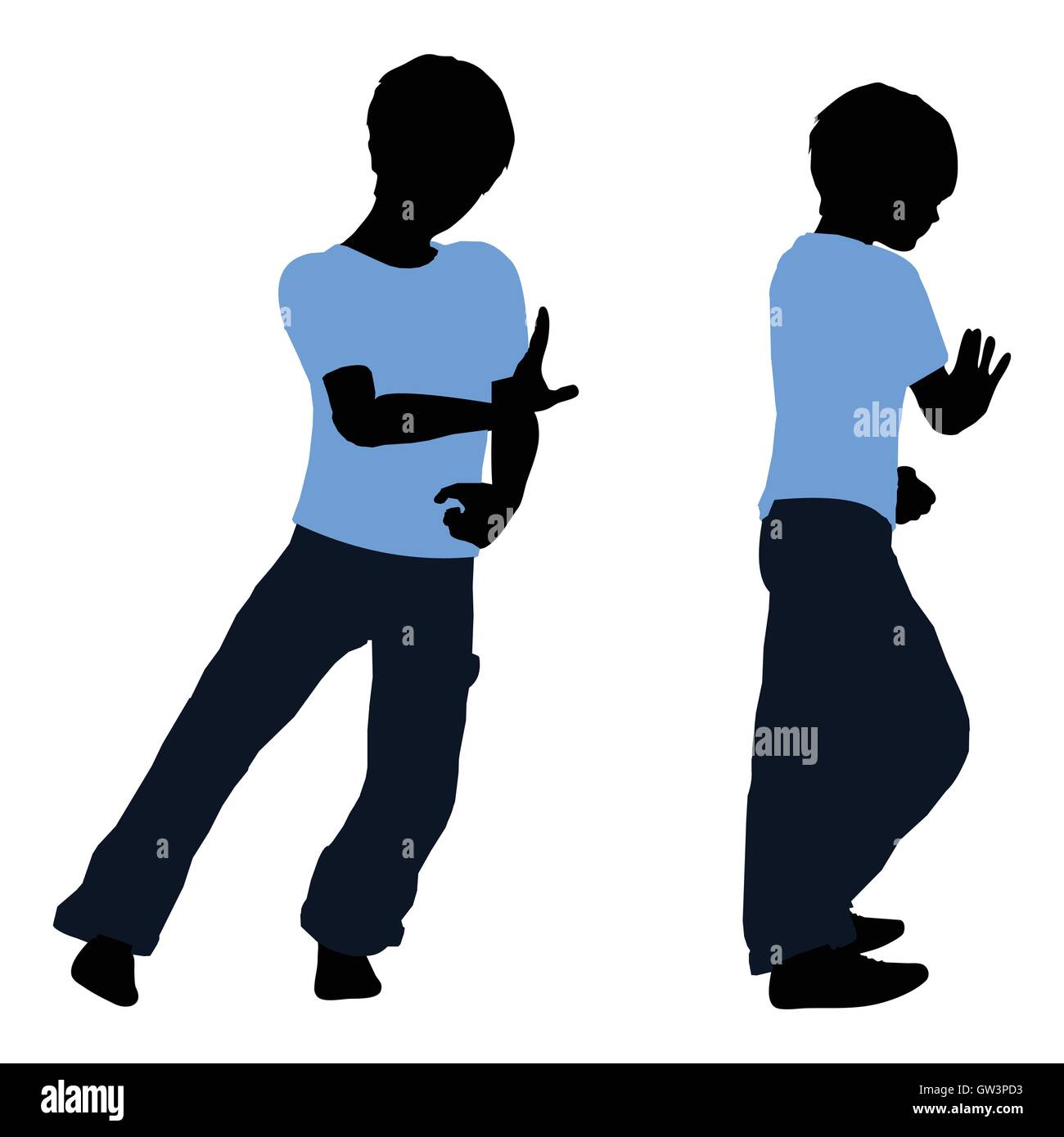 EPS 10 vector illustration of boy silhouette in Pushing Pose Stock ...