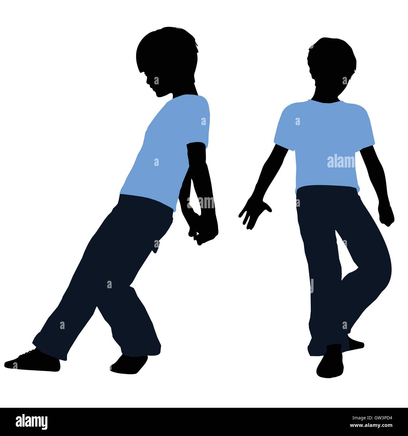 EPS 10 vector illustration of boy silhouette in Pushing Pose Stock ...