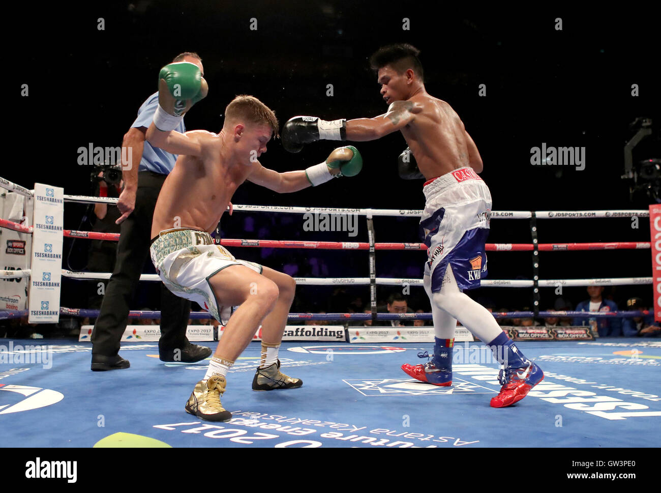 Charlie Edwards (left) in action against Johnriel Casimero during their ...