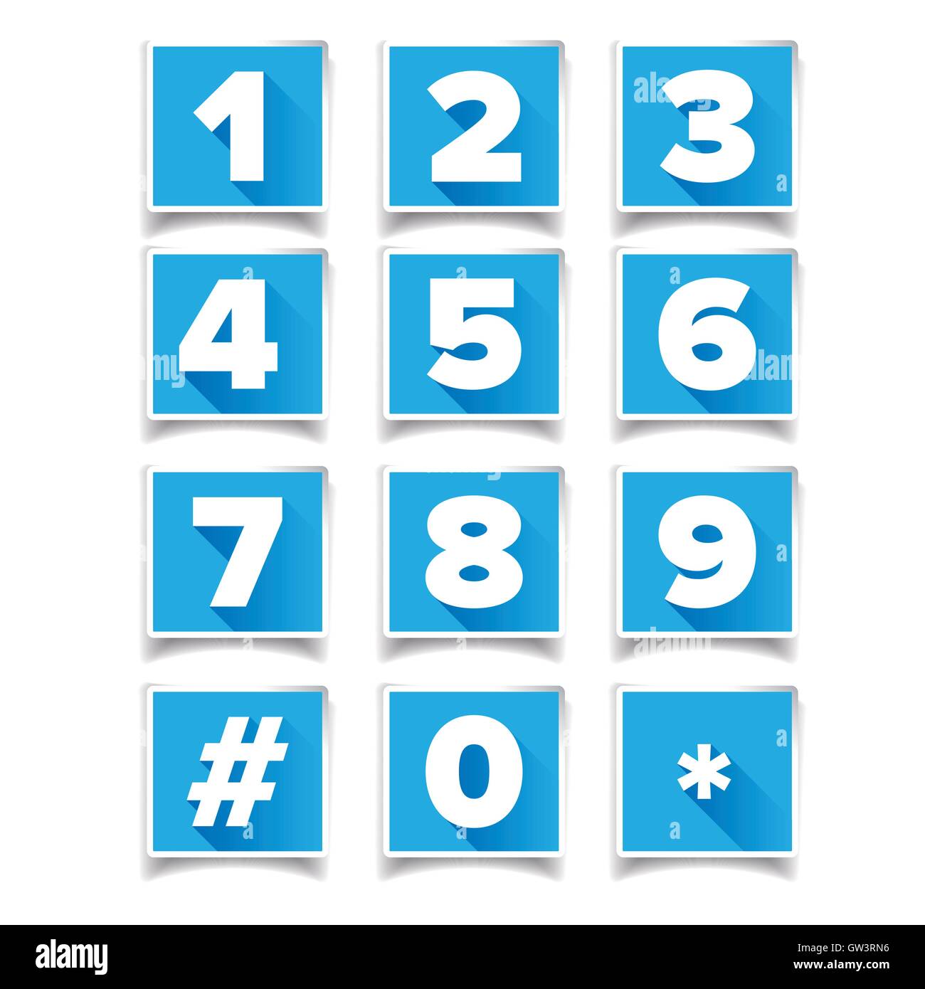 Number icon set square blue Stock Vector Image & Art - Alamy