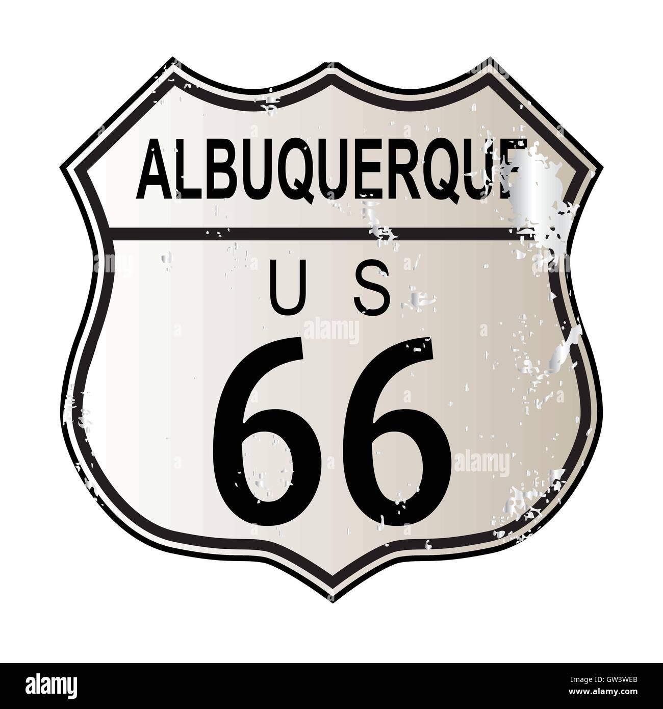 Albuquerque Route 66 traffic sign over a white background and the ...
