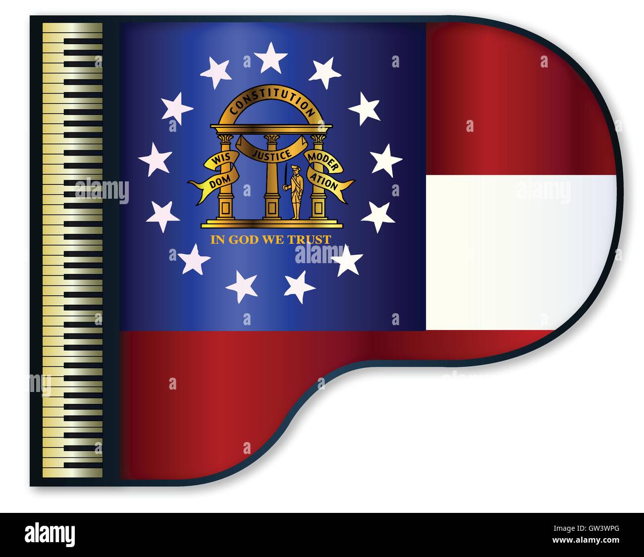 The Georgia state flag set into a traditional black grand piano Stock ...