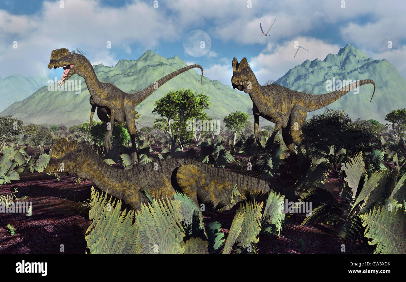 Dilophosaurus Dinosaurs Stock Photo - Alamy
