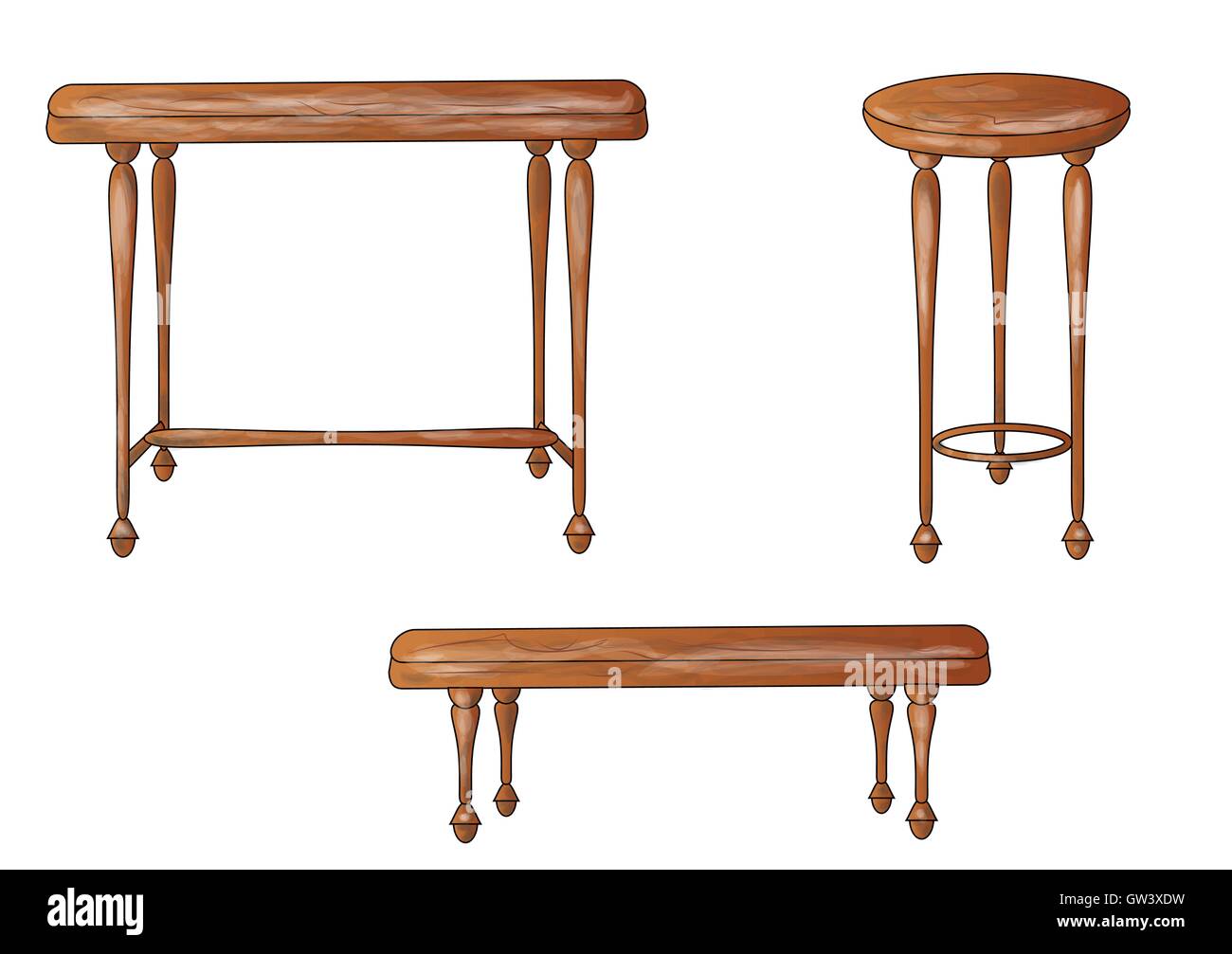 tables. set of wooden tables isolated on white background Stock Vector ...