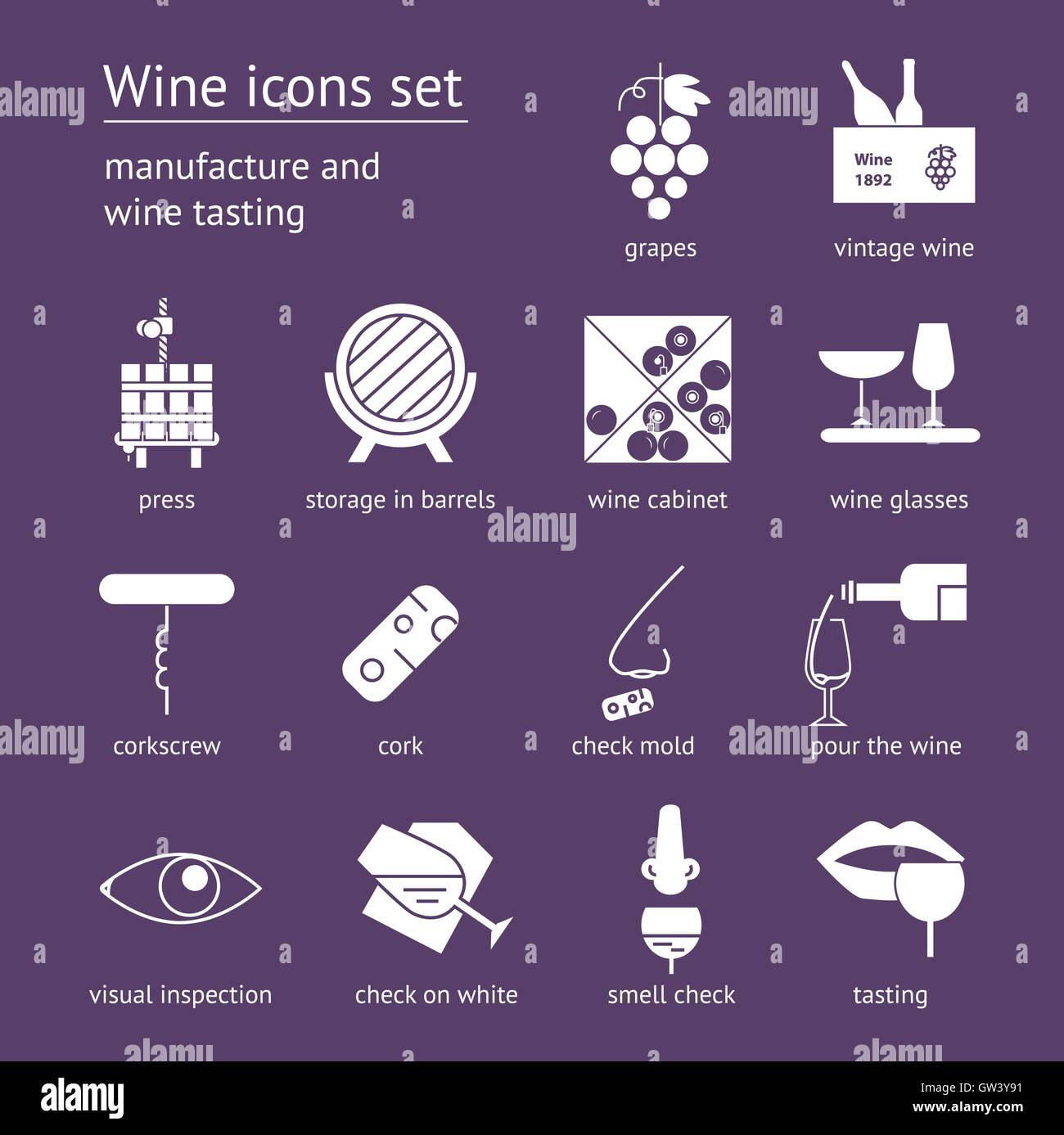 Wine icons collection Stock Vector Image & Art - Alamy